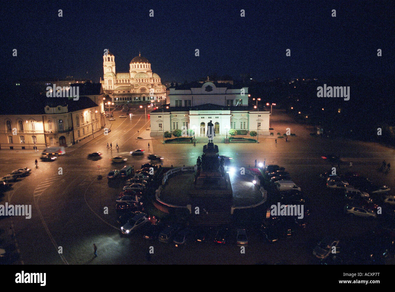 The Bulgarian Parliament building at night, Sofia, Bulgaria Stock Photo ...