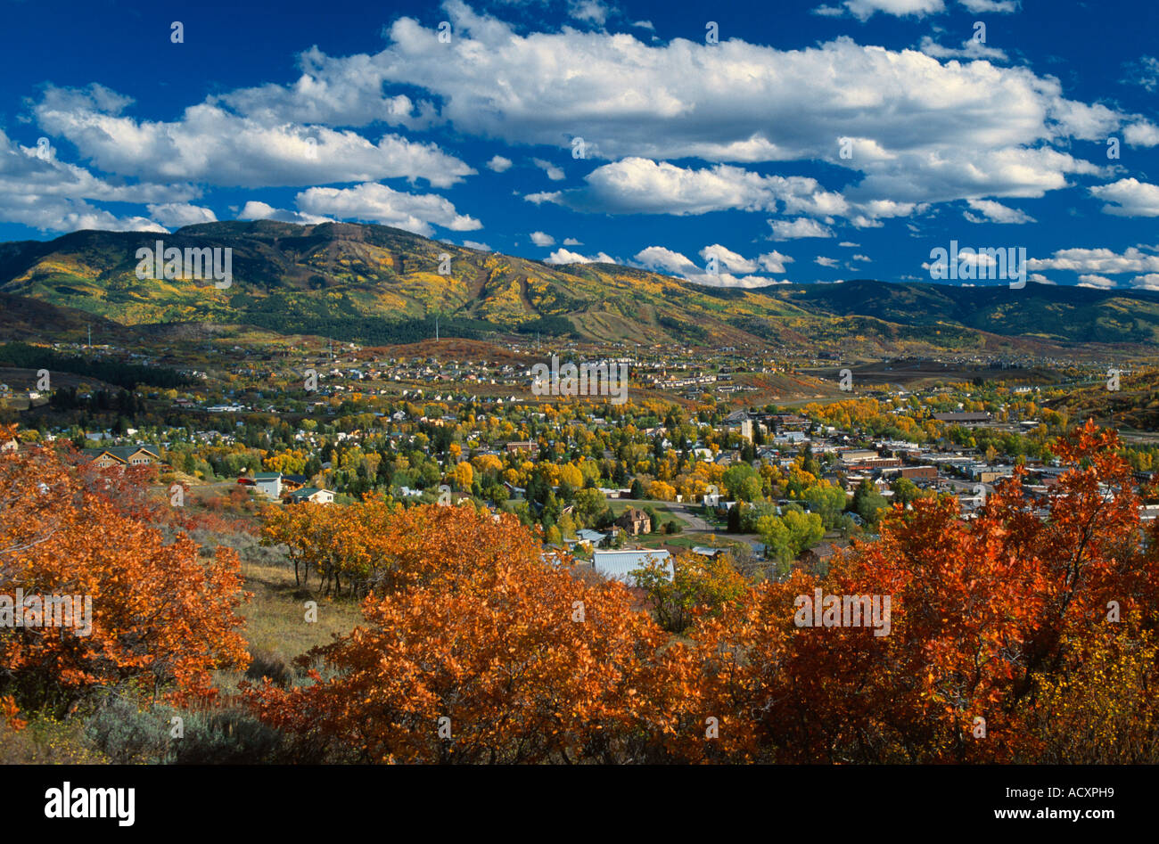 Fall colors in old town Steamboat Springs Colorado USA Stock Photo - Alamy