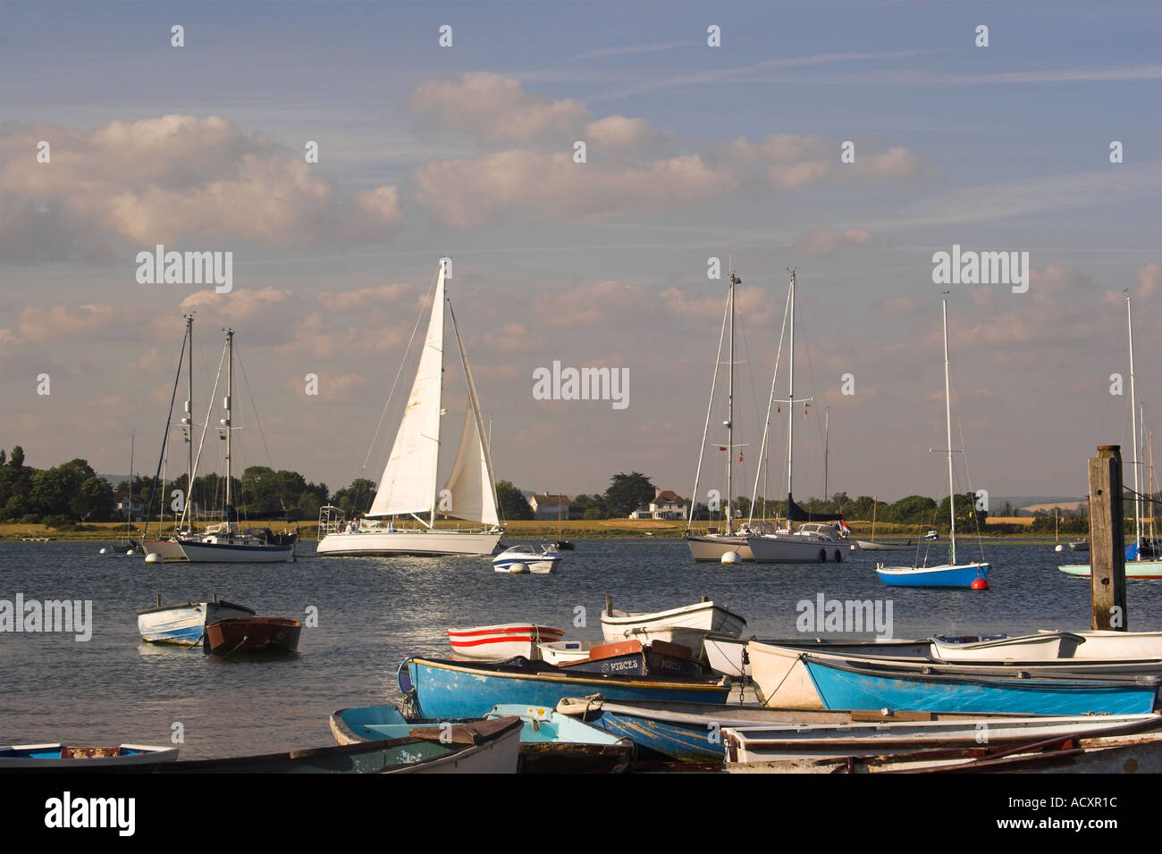 Boats and yachts on Chichester Channel at West Itchenor West Sussex ...