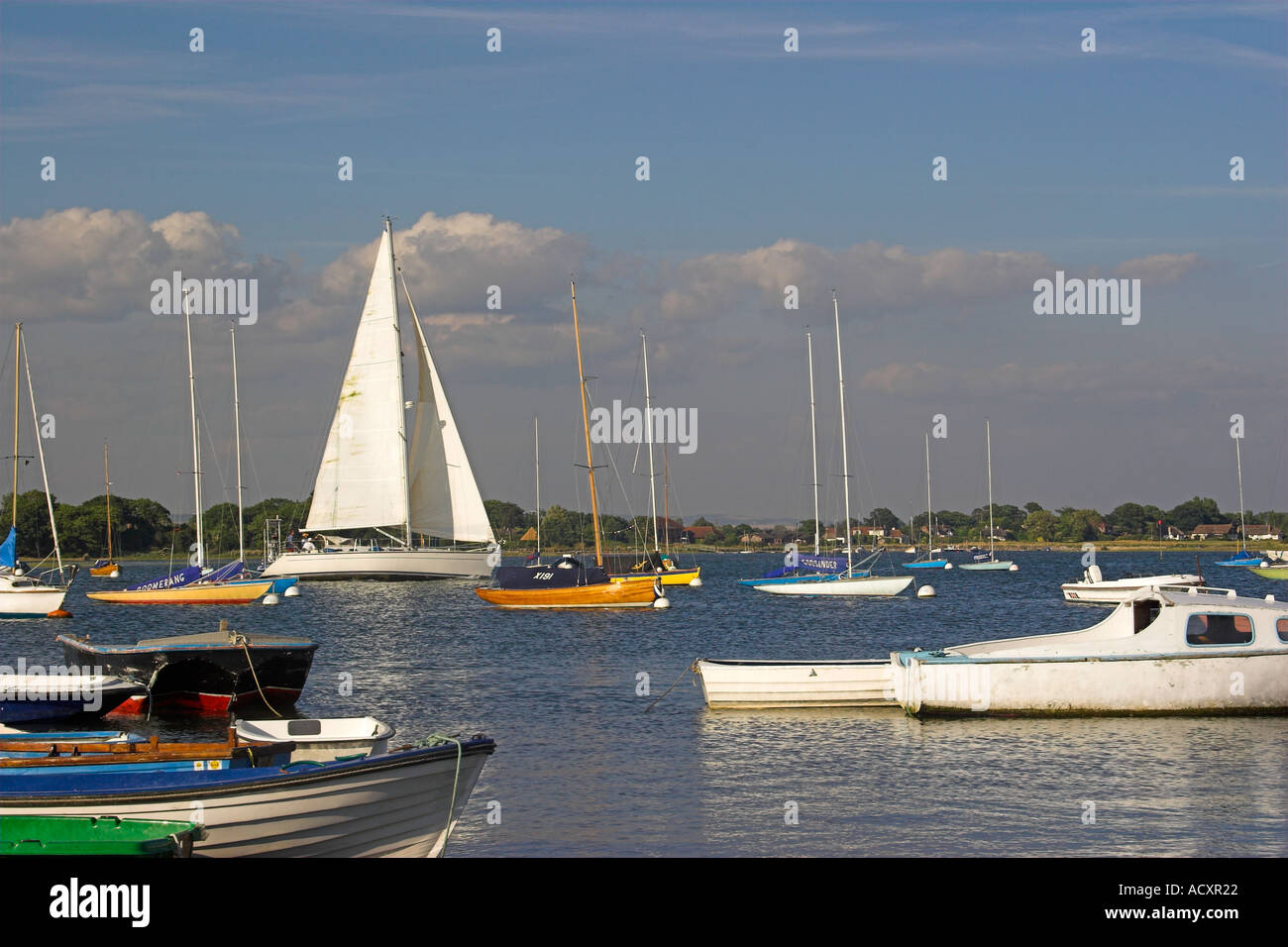 Boats and yachts on Chichester Channel at West Itchenor West Sussex ...