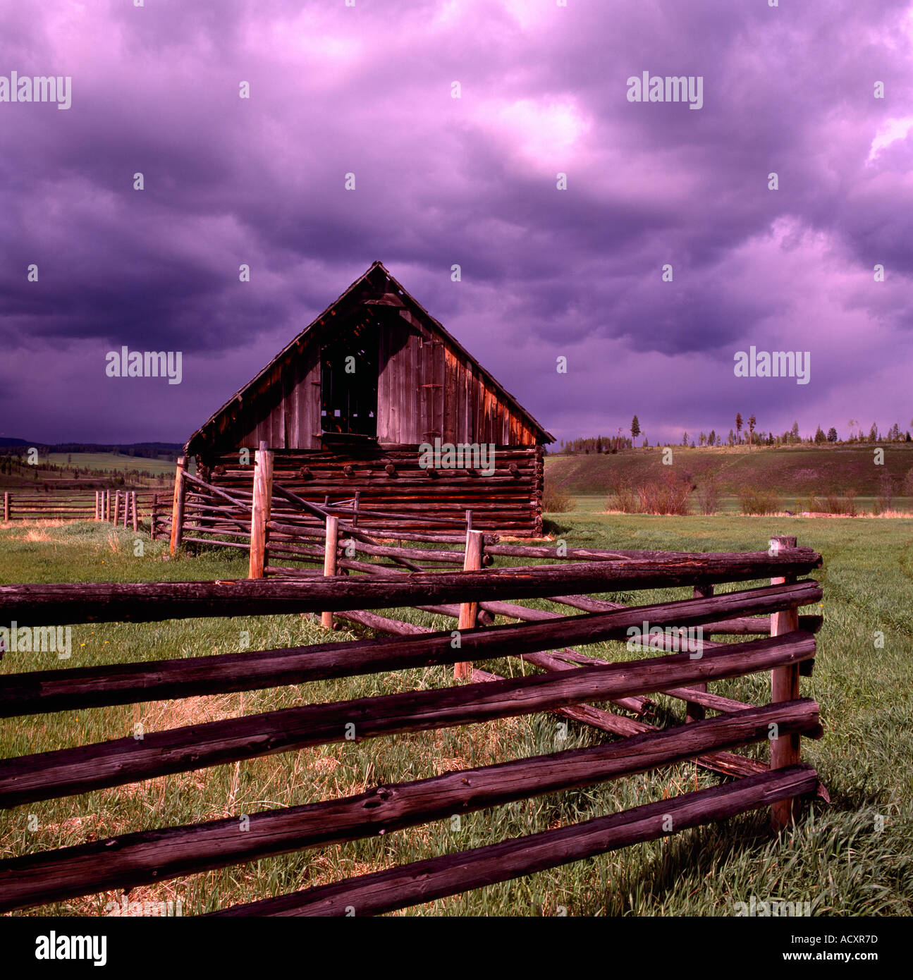 An Old Log Barn and Farm Land in the Thompson Okanagan Region of ...