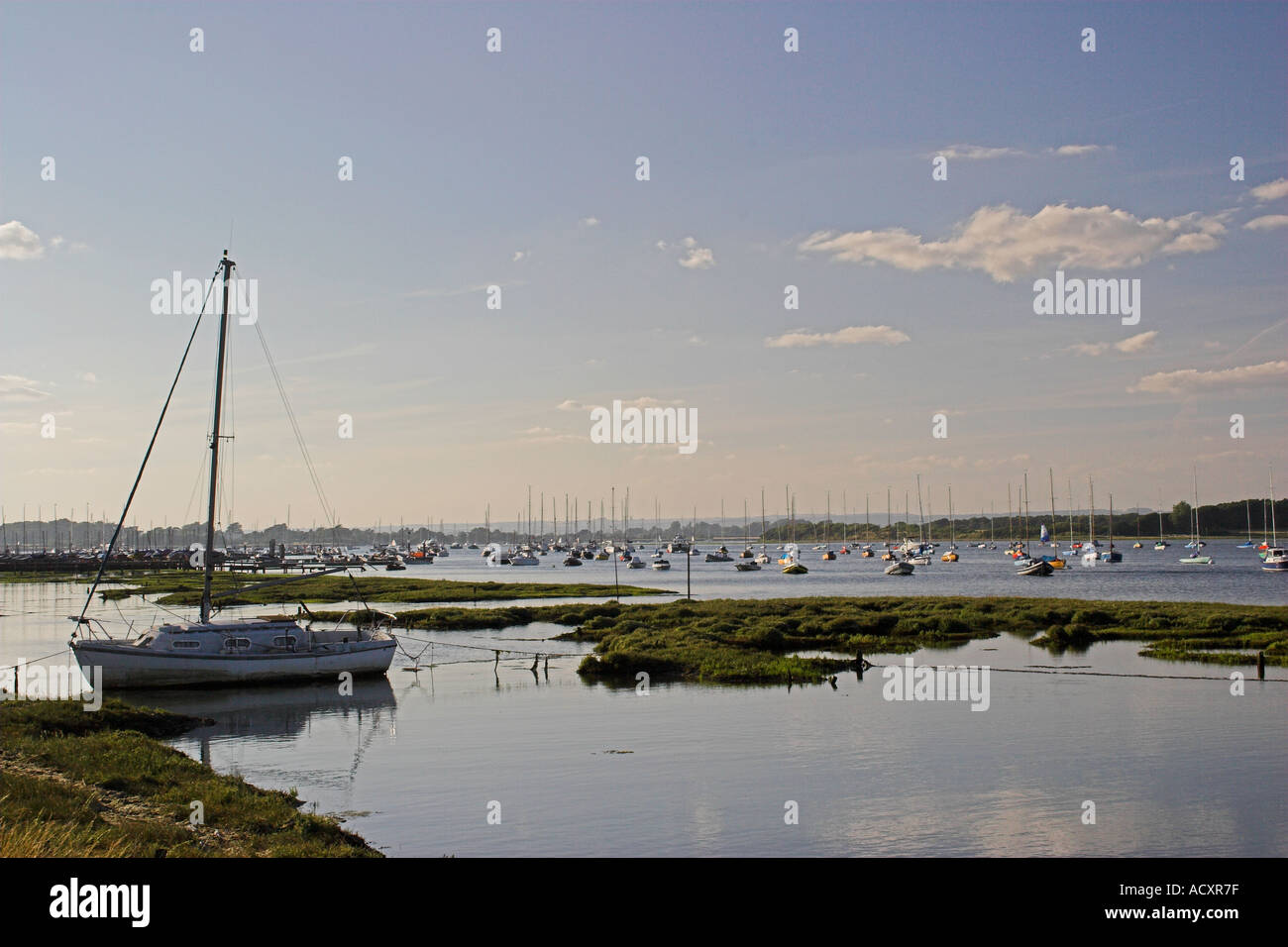 A yacht moored in Chichester Channel between West Itchenor and Birdham ...