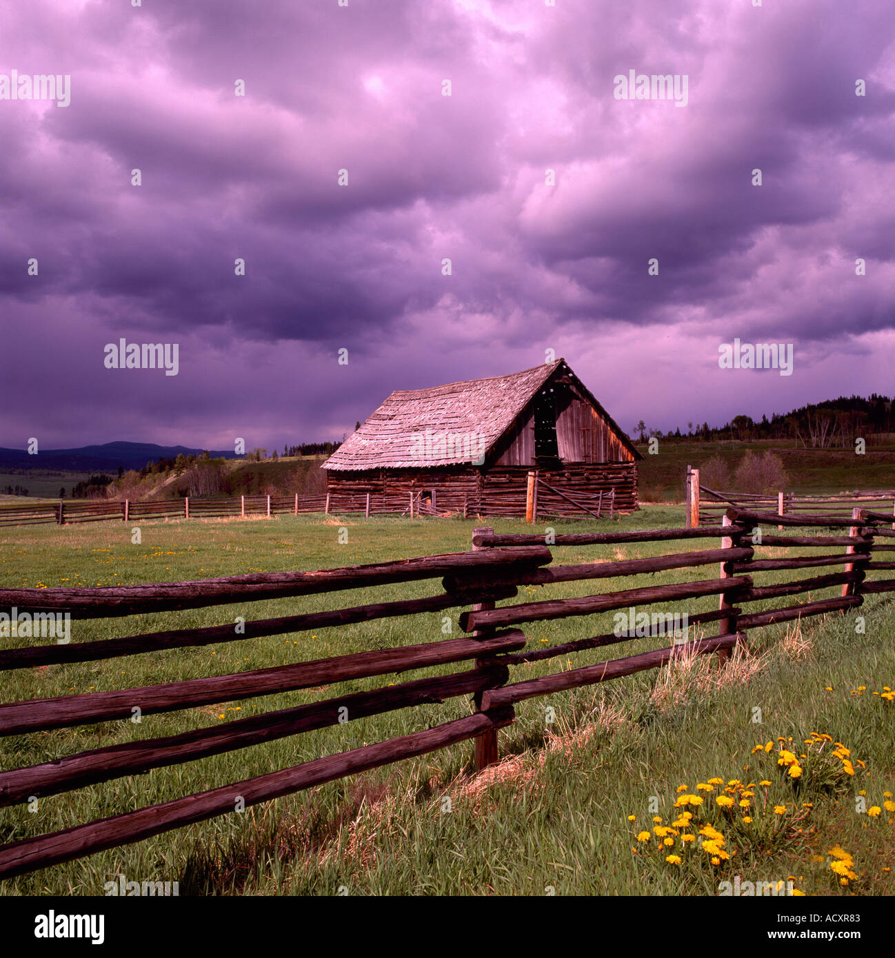 An Old Log Barn and Farm Land in the Thompson Okanagan Region of ...