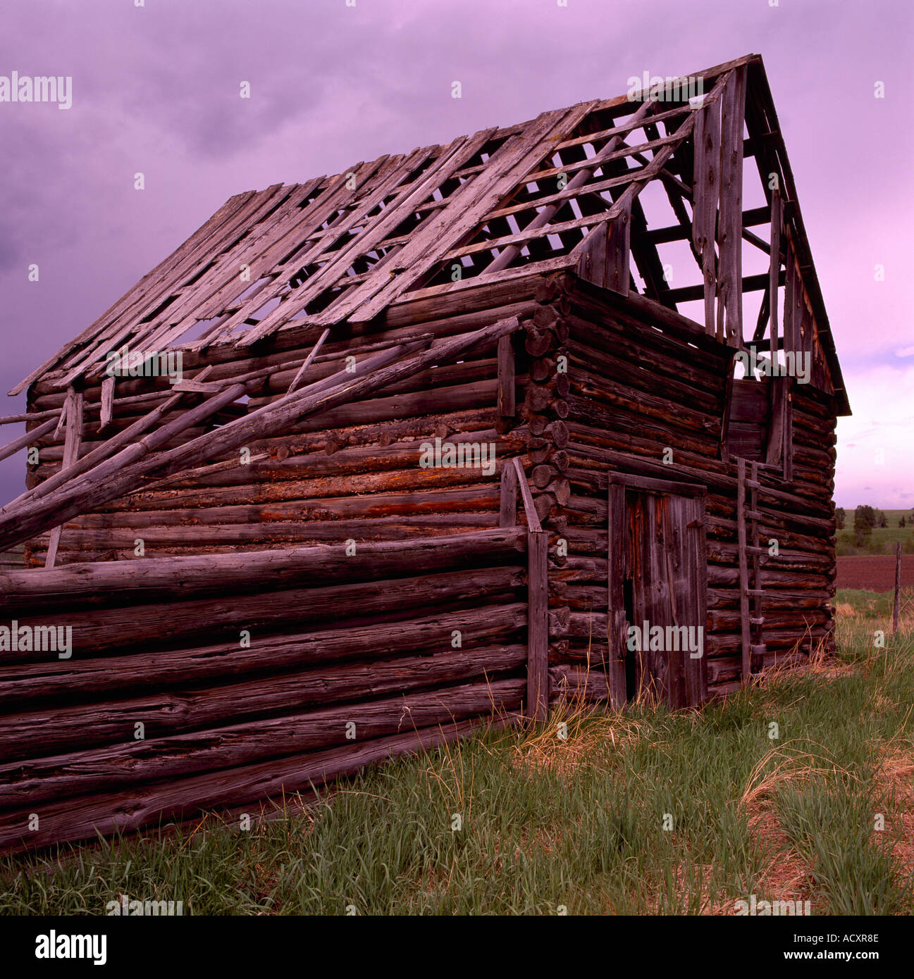 An Old Log Barn and Farm Land in the Thompson Okanagan Region of ...