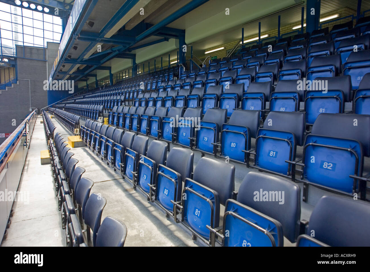 Chelsea football club seating in stand Stock Photo - Alamy