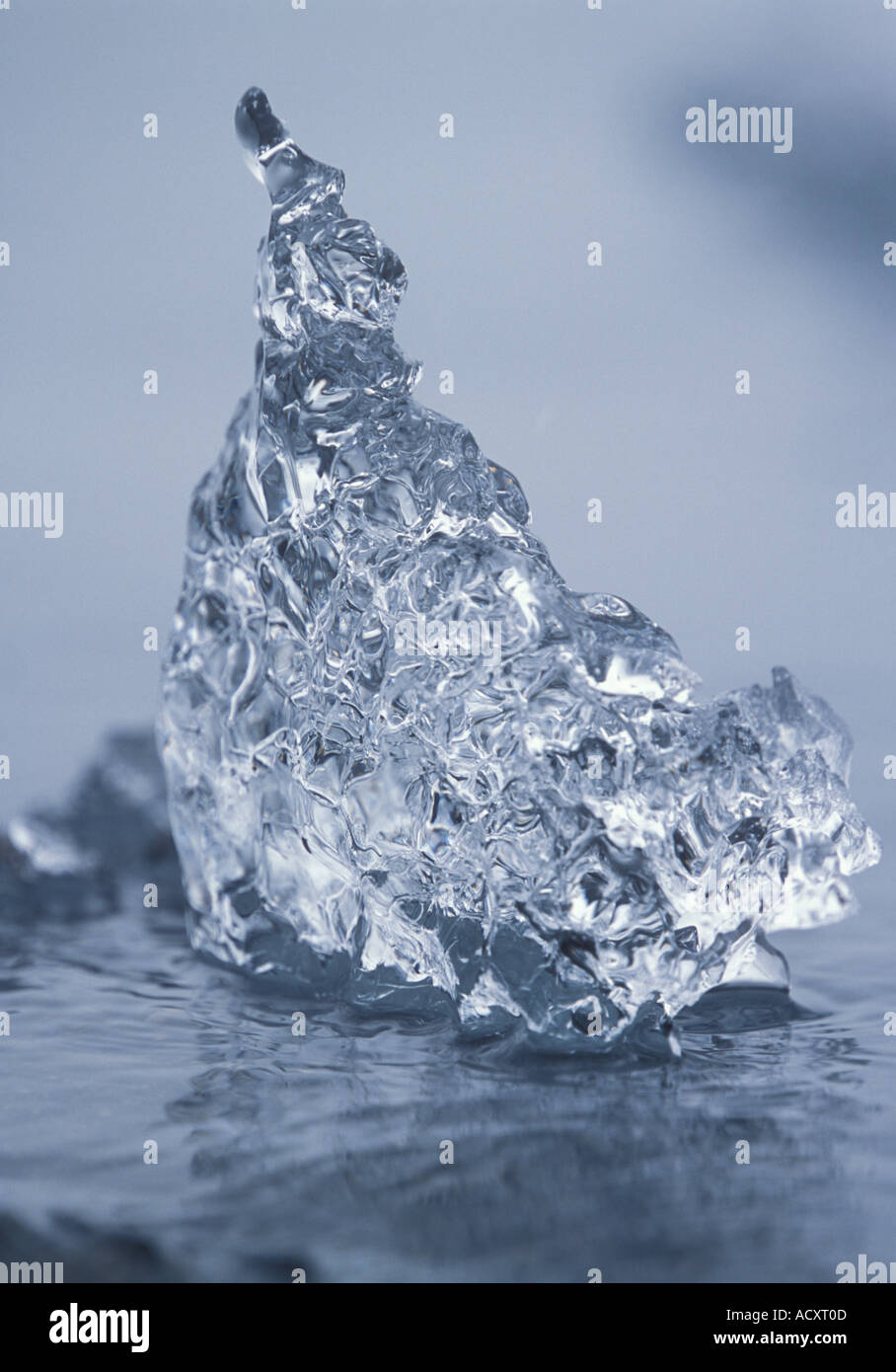 Lump of ice sculpted by natural elements into interesting form floating ...