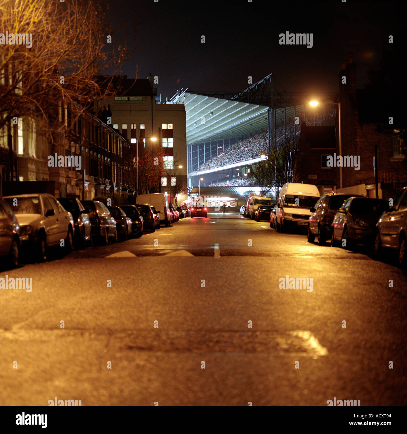 Outside Arsenal Football Club s Highbury Stadium during an evening game ...