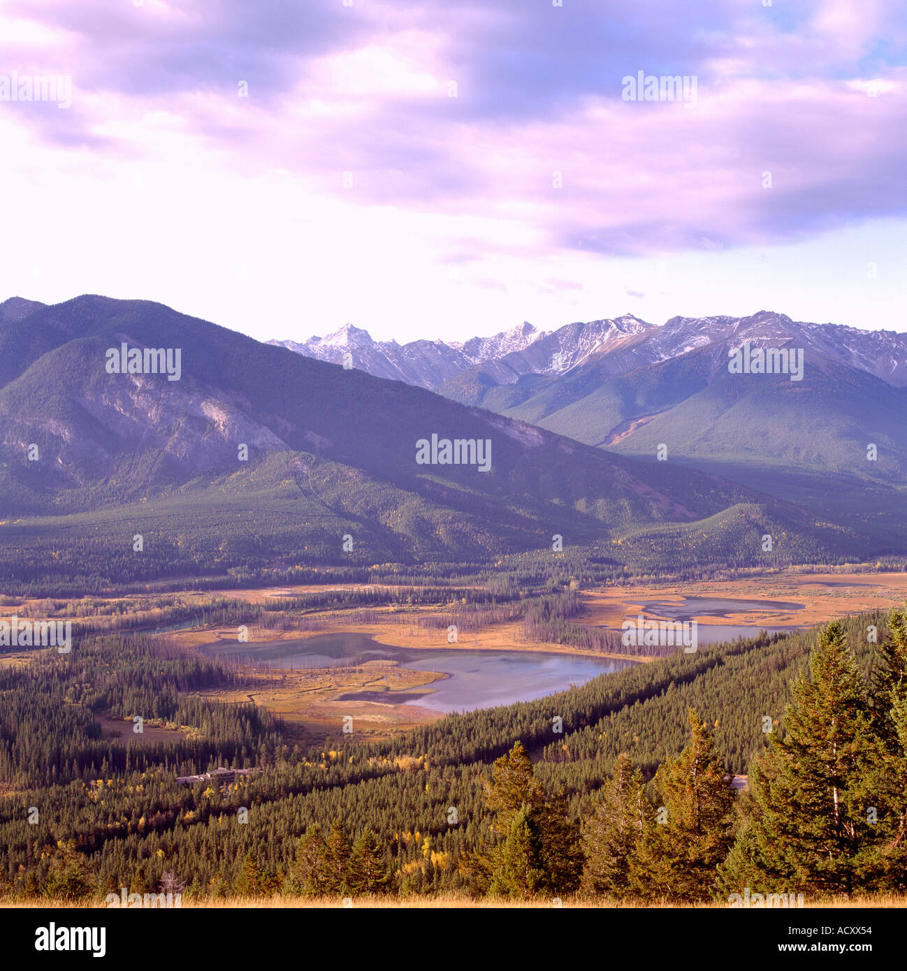 The Vermilion Lakes near the Town of Banff in Banff National Park in ...