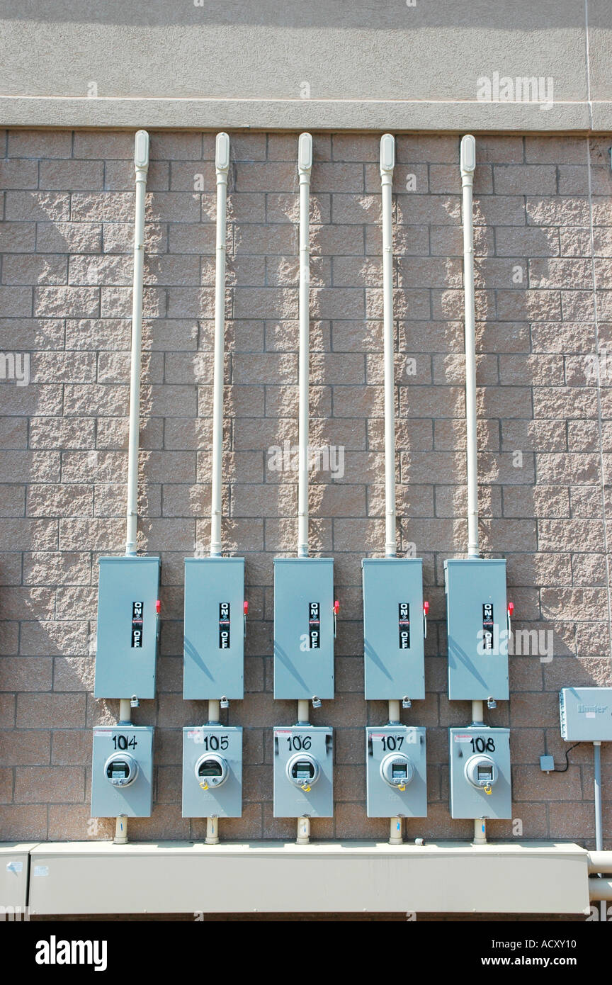 Power meters for new strip mall stores doing business using Electricity ...