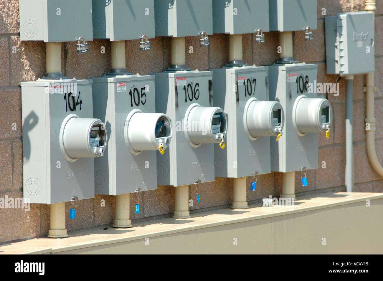 Power meters for new strip mall stores doing business using Electricity ...