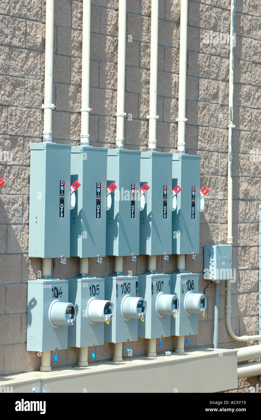 Power meters for new strip mall stores doing business using Electricity ...