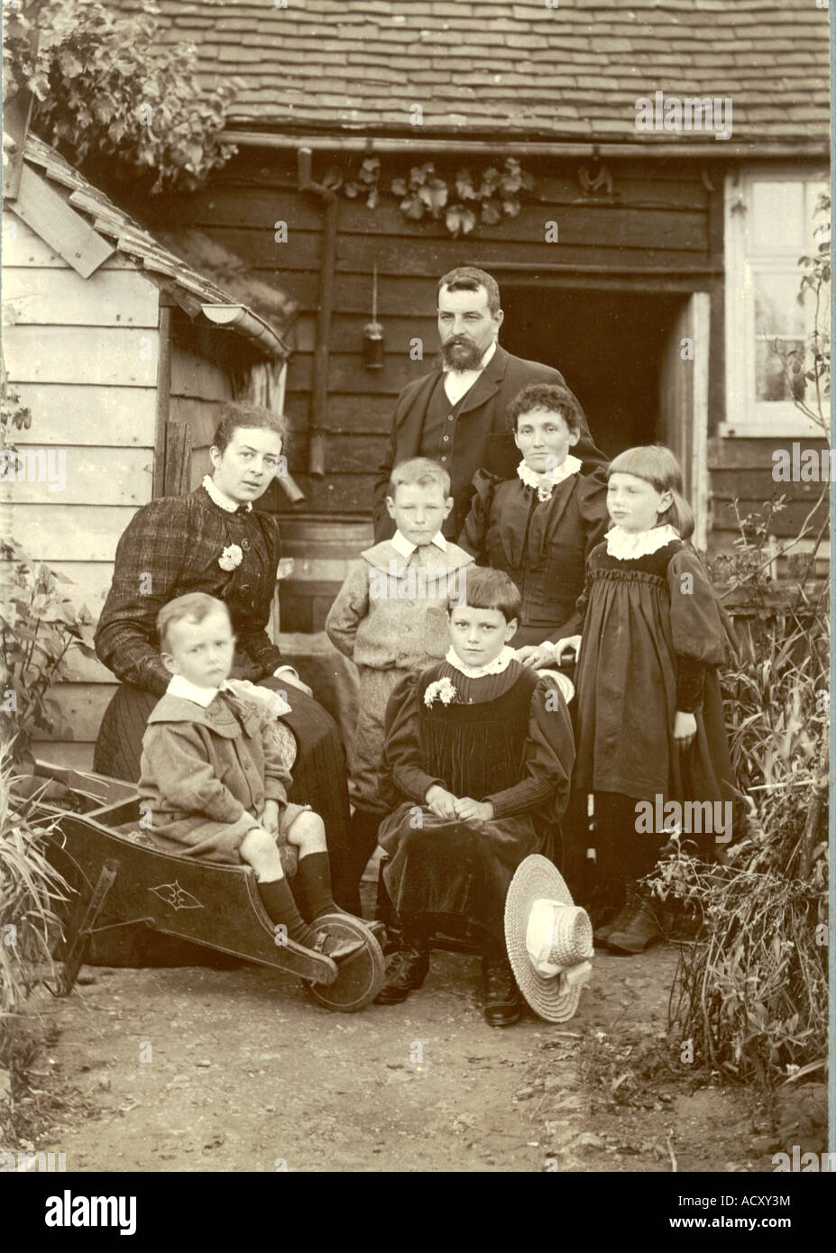 Cabinet photograph of rural family circa 1880 Stock Photo - Alamy
