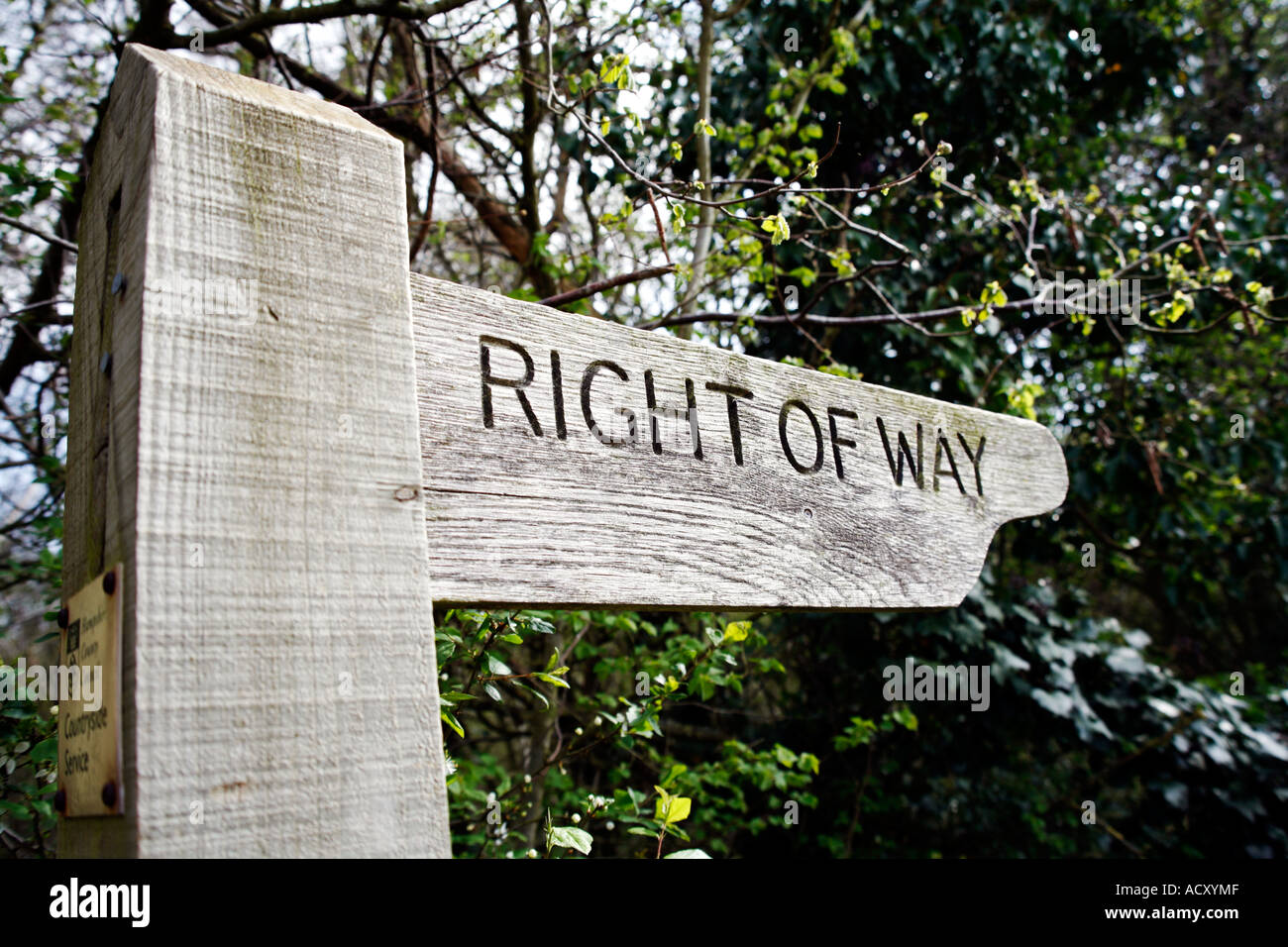 Right of Way Sign in Wiltshire, England pointing along a footpath ...