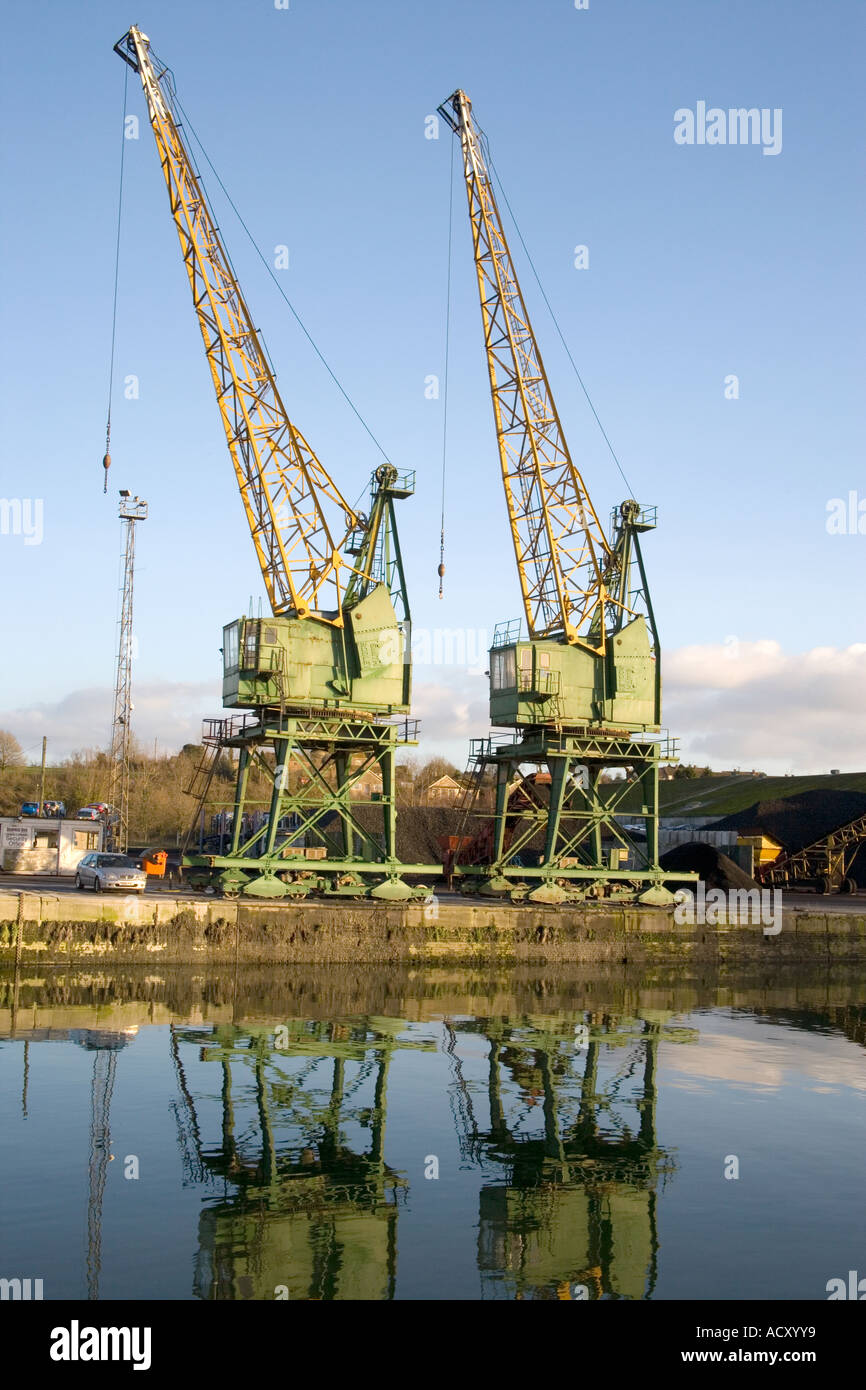 cranes at sharpness docks on the banks of the river severn in ...