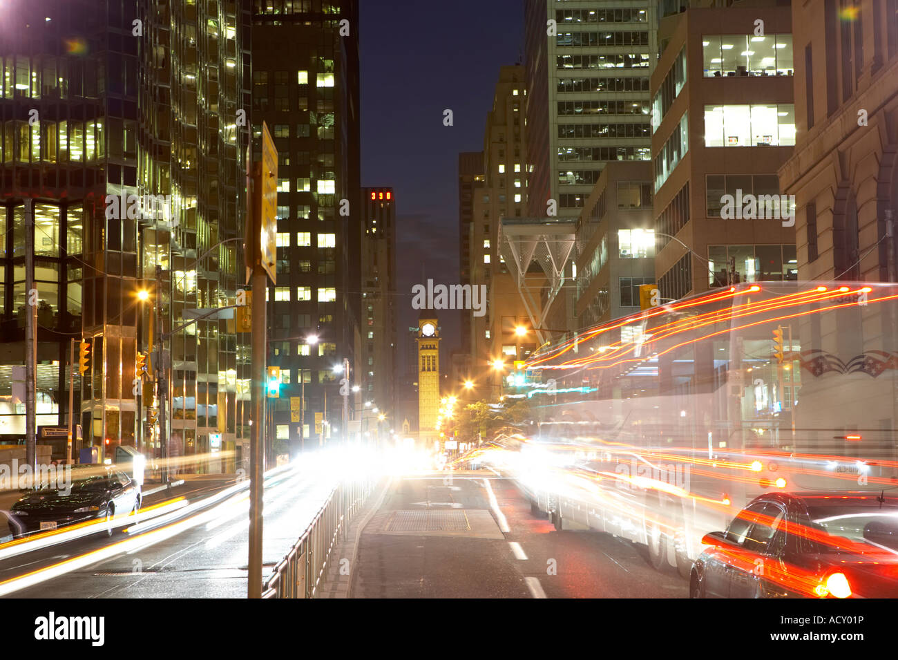 The Bay Street in Toronto at night, Canada Stock Photo - Alamy