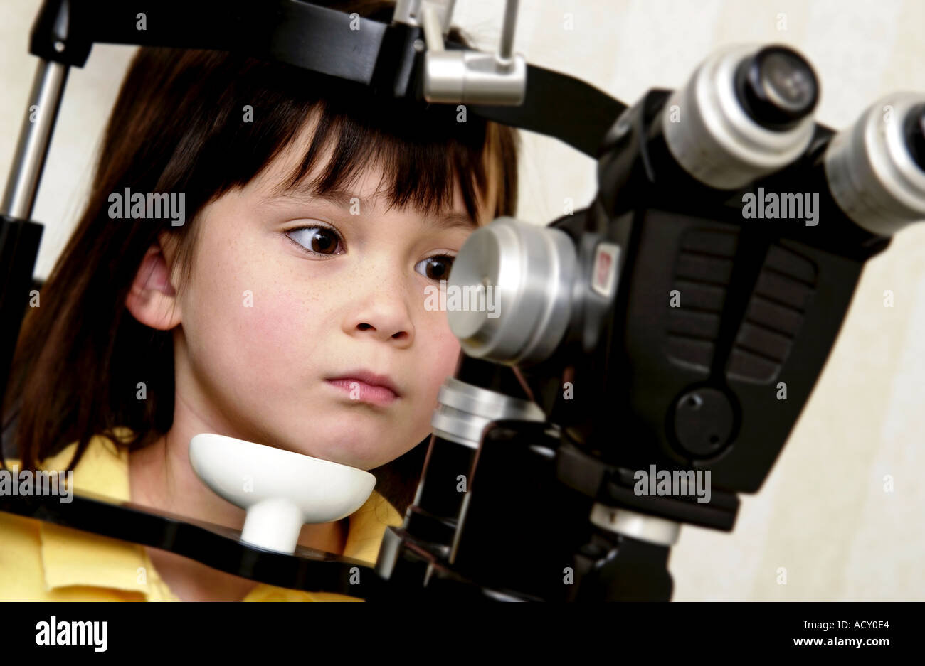 Girl getting vision tested Stock Photo - Alamy