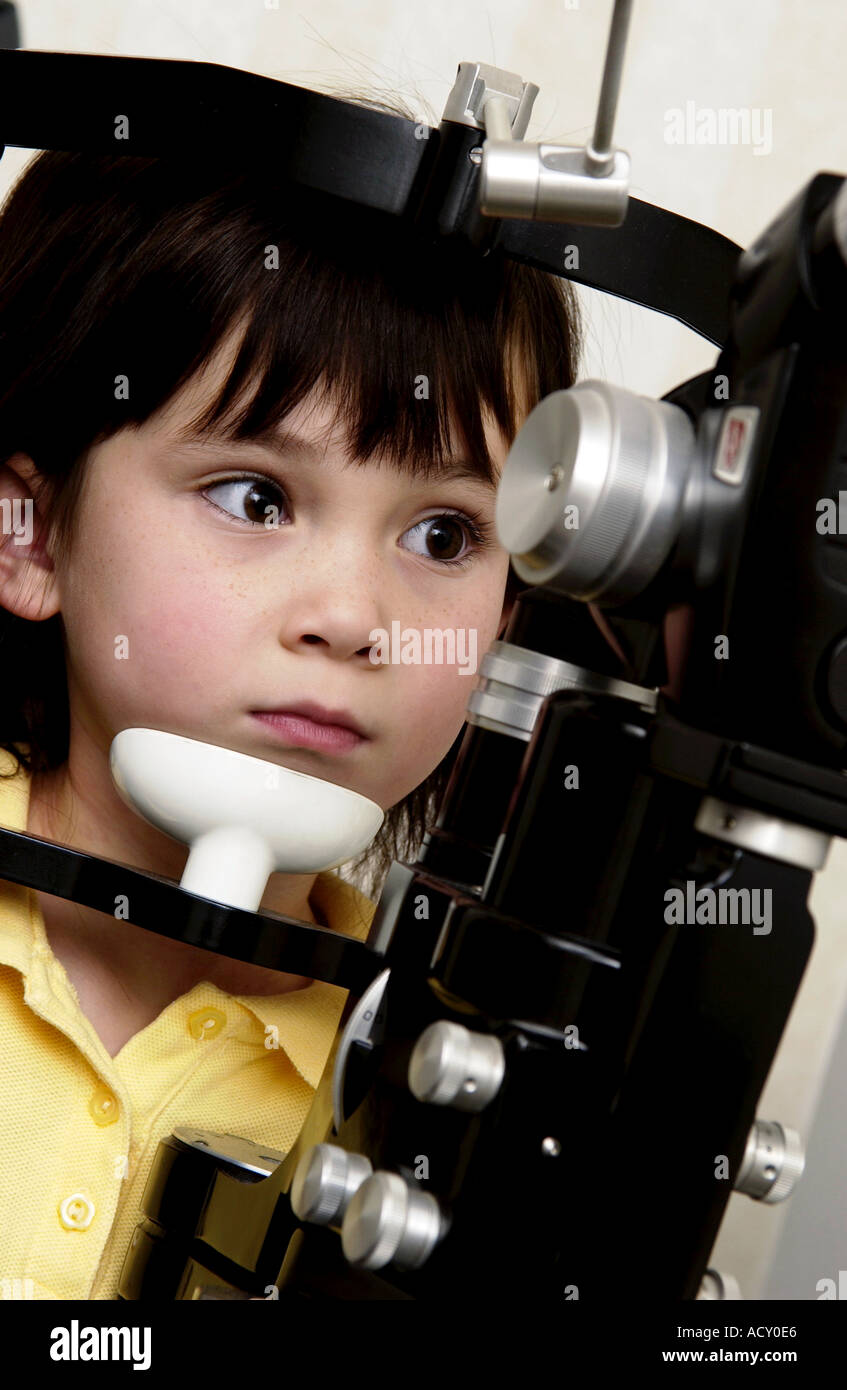 Girl getting vision tested Stock Photo - Alamy