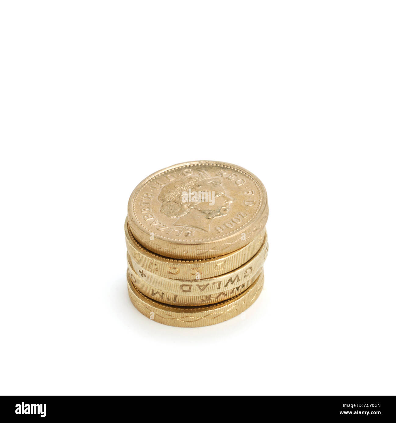 5 pound coins in stack Stock Photo - Alamy