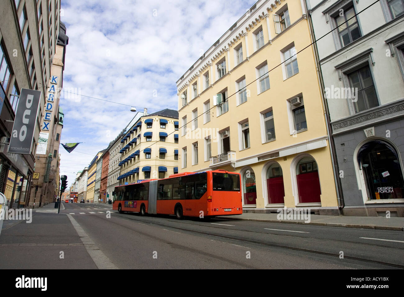 Street scene on a Sunday morning in the center of Oslo, Norway Stock ...