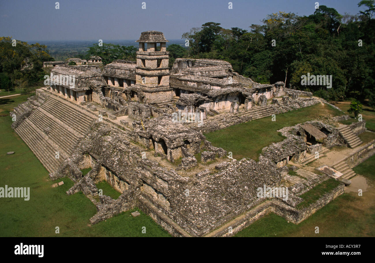 The Palace el palacio Palenque Chiapas Mexico Central America Stock ...