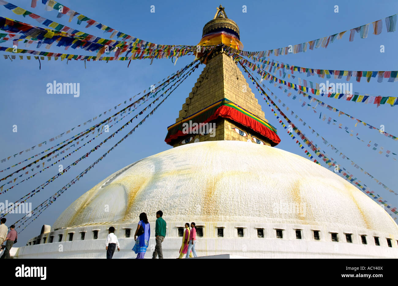 People circumambulating Bodhnath Stupa.Kathmandu Valley.Nepal Stock ...