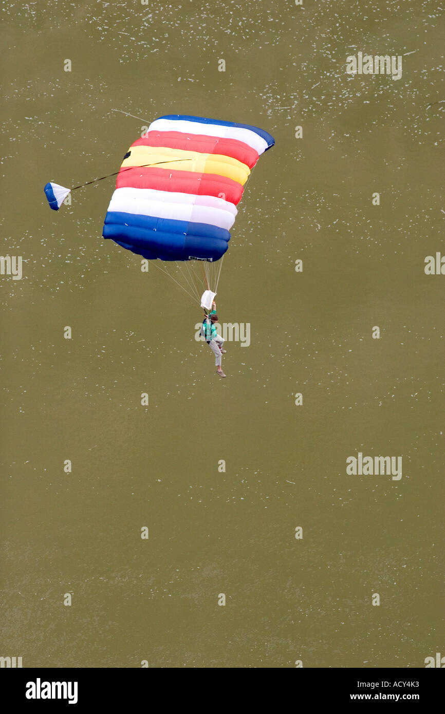 BASE jumping off of Perrine Memorial Bridge in Twin Falls, Idaho Stock ...