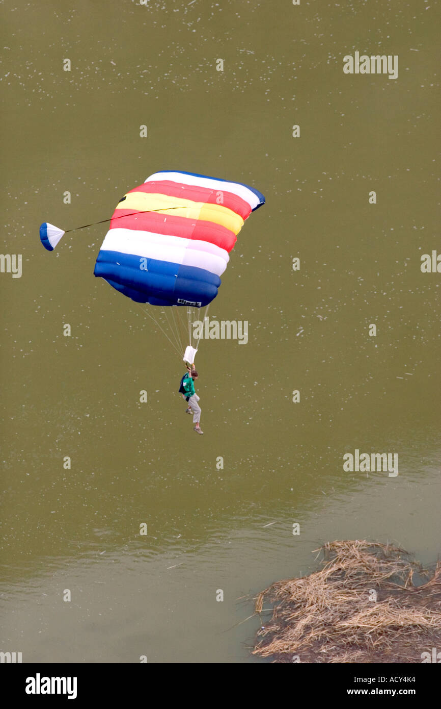 BASE jumping off of Perrine Memorial Bridge in Twin Falls, Idaho Stock ...