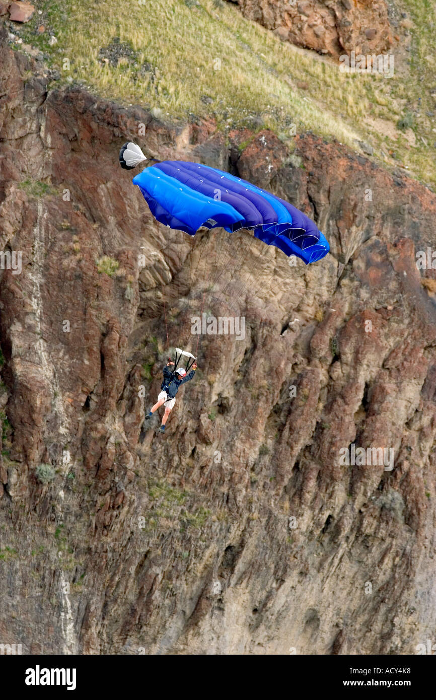 BASE jumping off of Perrine Memorial Bridge in Twin Falls, Idaho Stock ...