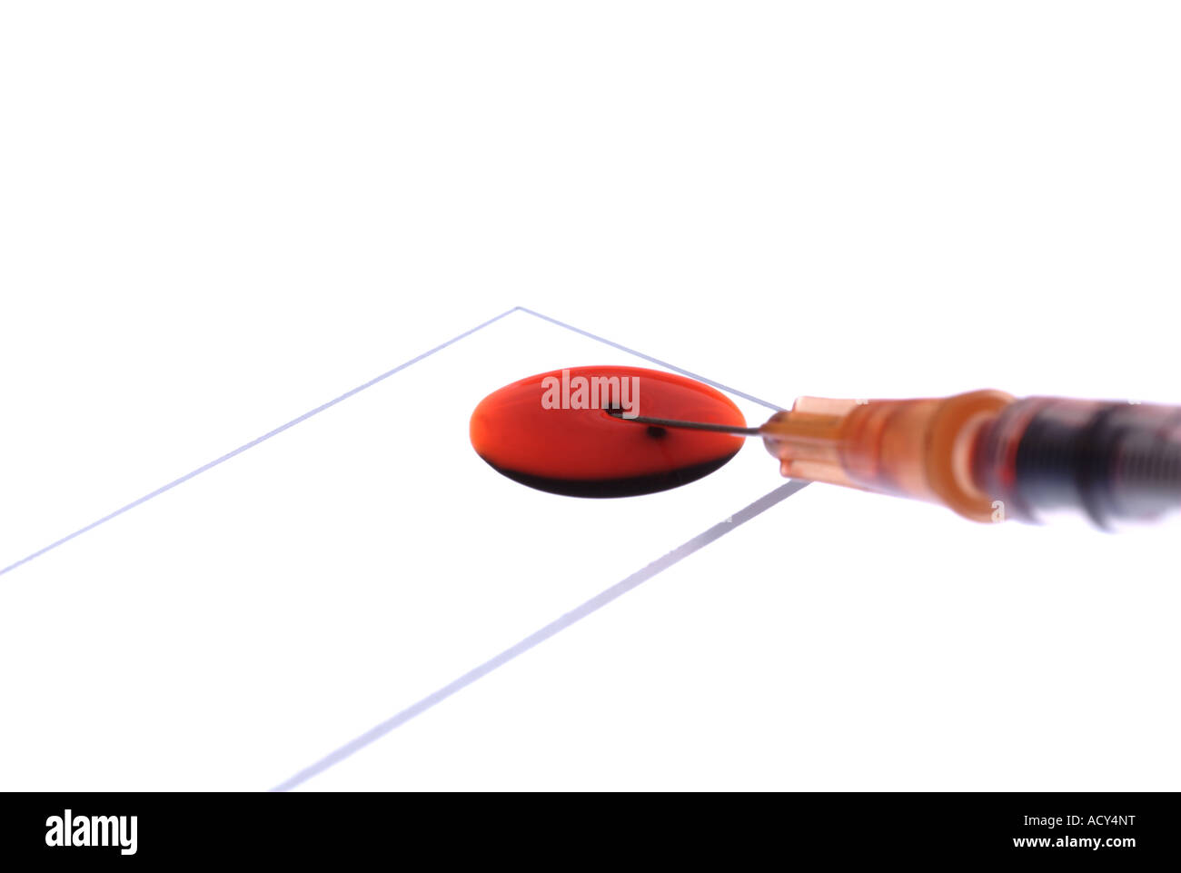 microscope slide, sample and hypodermic needle Stock Photo - Alamy