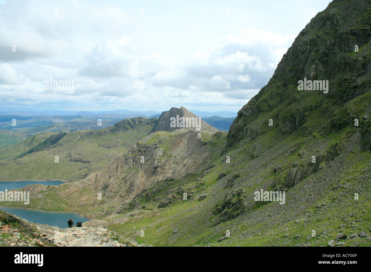 View of Snowdon National Park from half way up Pyg track Stock Photo ...