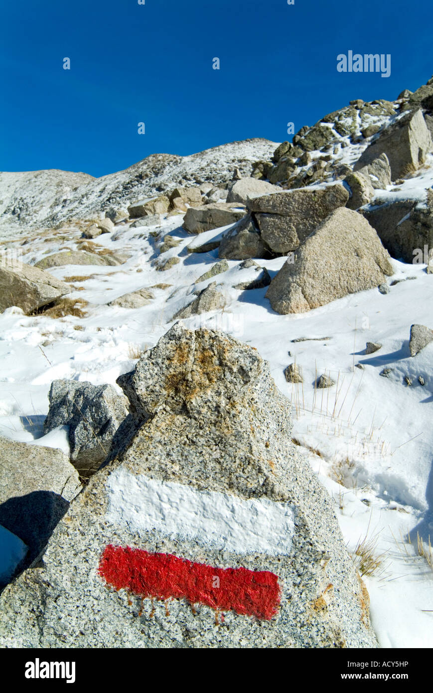 GR 11 mark. Pyrenees. Andorra Stock Photo - Alamy