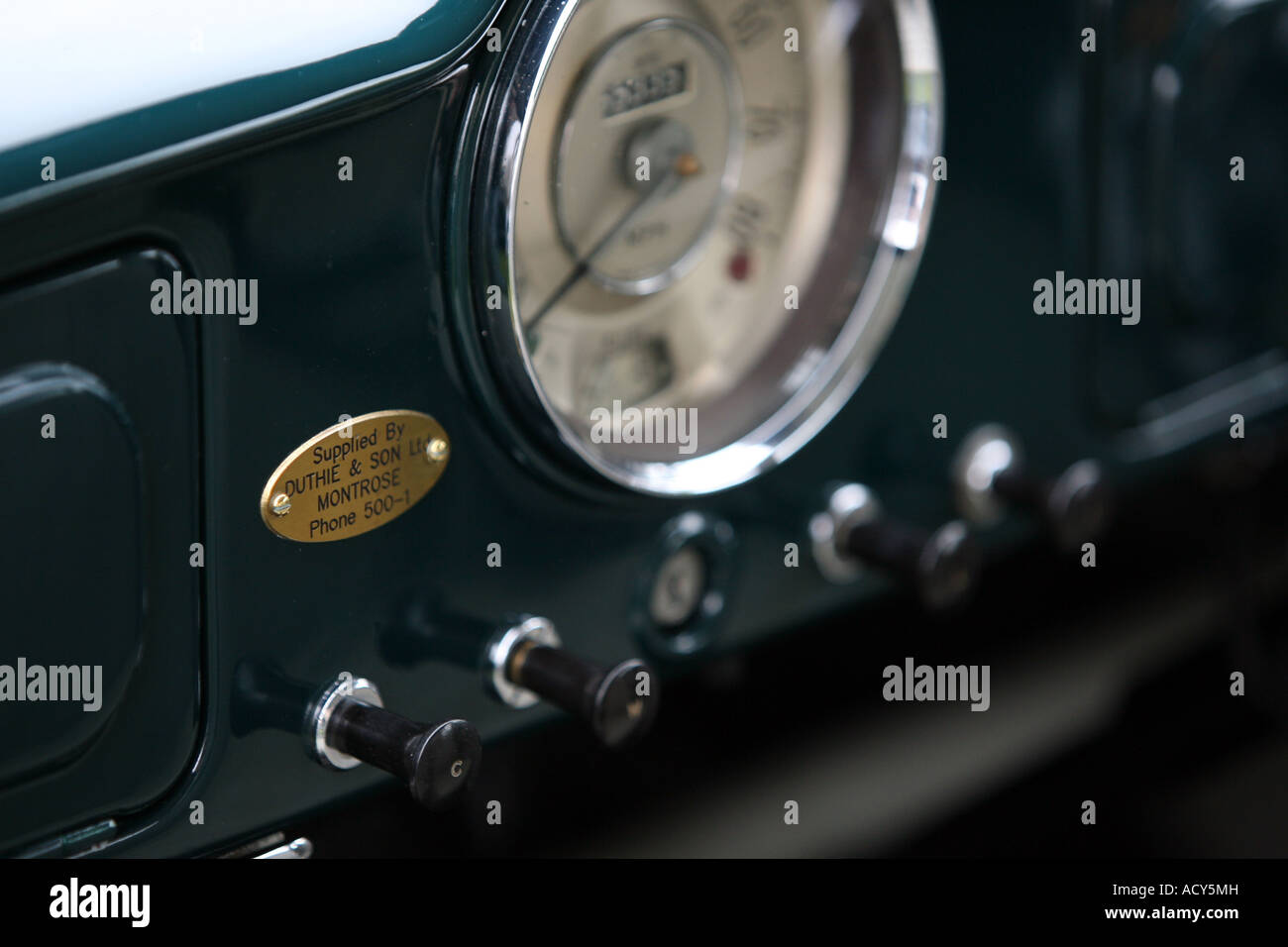 Close up of dashboard of Old Morris Minor at vintage car show at Fyvie ...