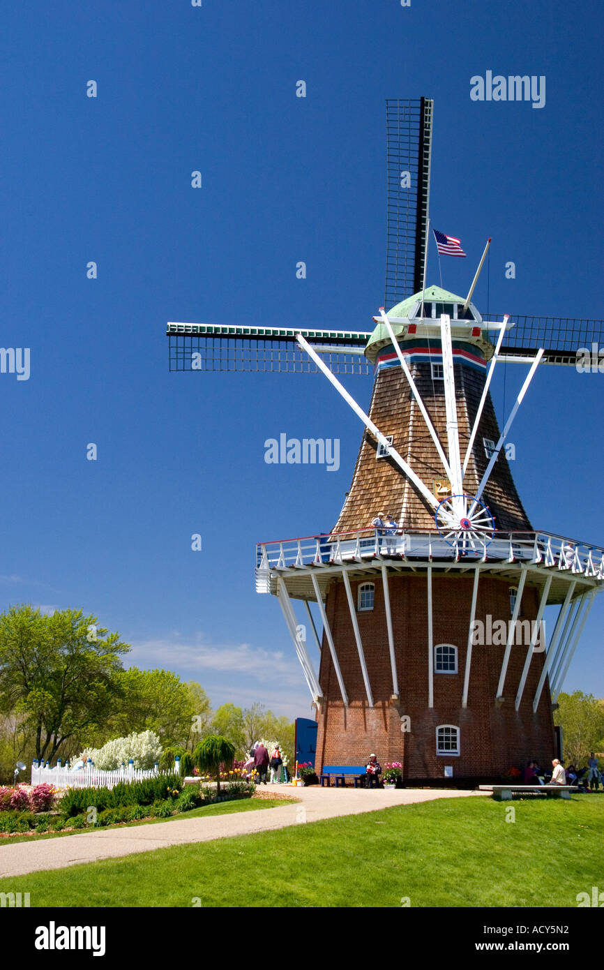 Windmill Island park with tulips in bloom at Holland, Michigan Stock ...