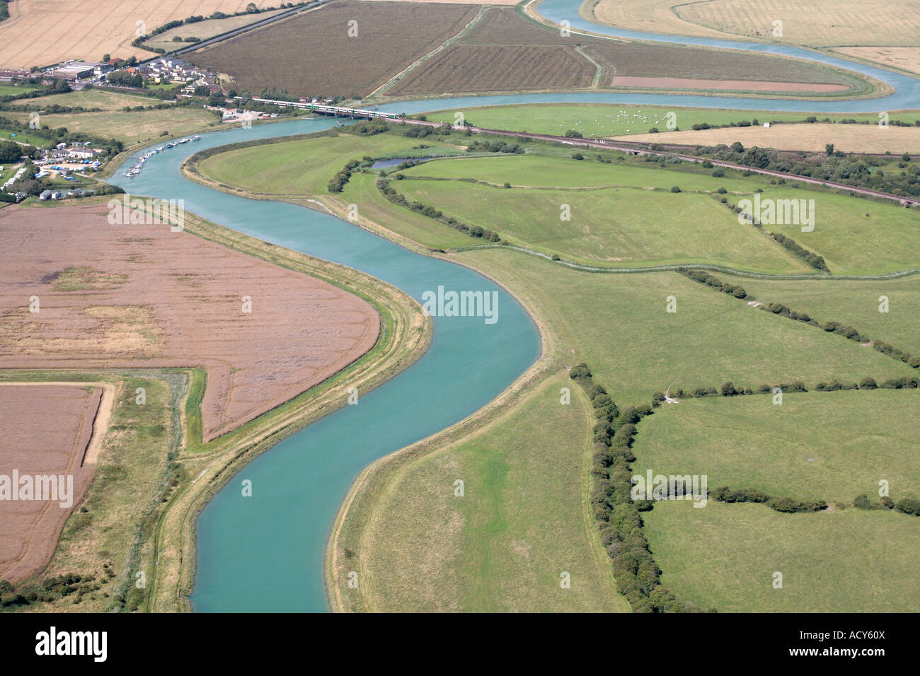 Aerial view of River Arun, near Arundel, West Sussex, UK Stock Photo ... Aerial view of River Arun, near Arundel, West Sussex, UK Stock Photo ...