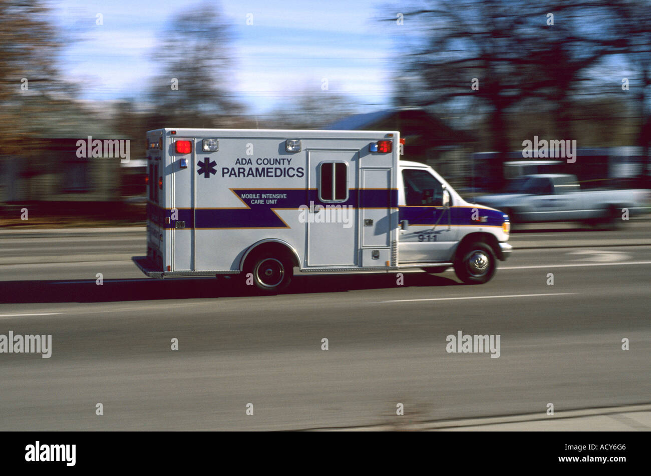 Ada County Paramedics ambulance in motion in Boise, Idaho Stock Photo ...