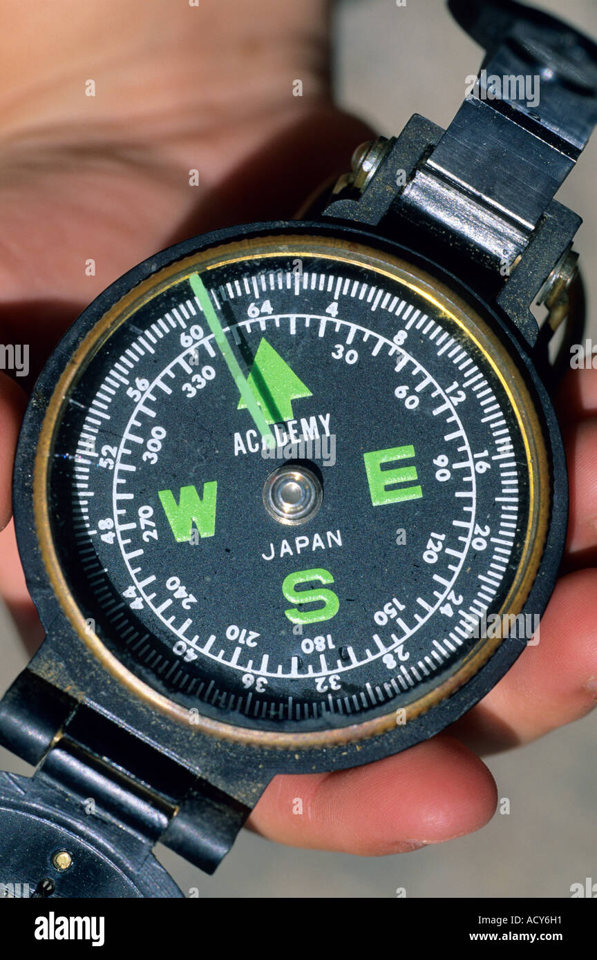 Hand held compass Stock Photo - Alamy