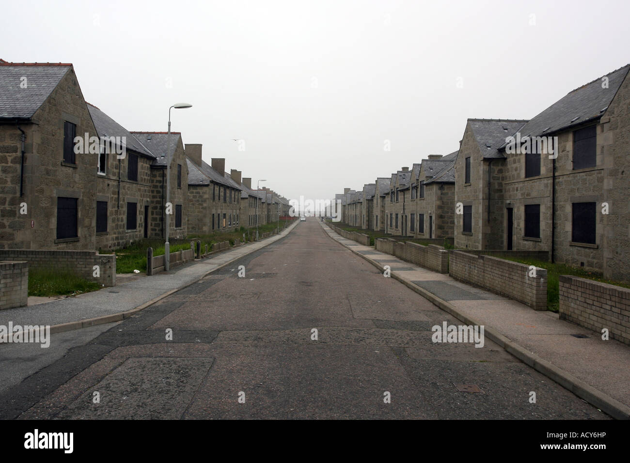 Boarded up former council flats in Marconi Road, Fraserburgh ...
