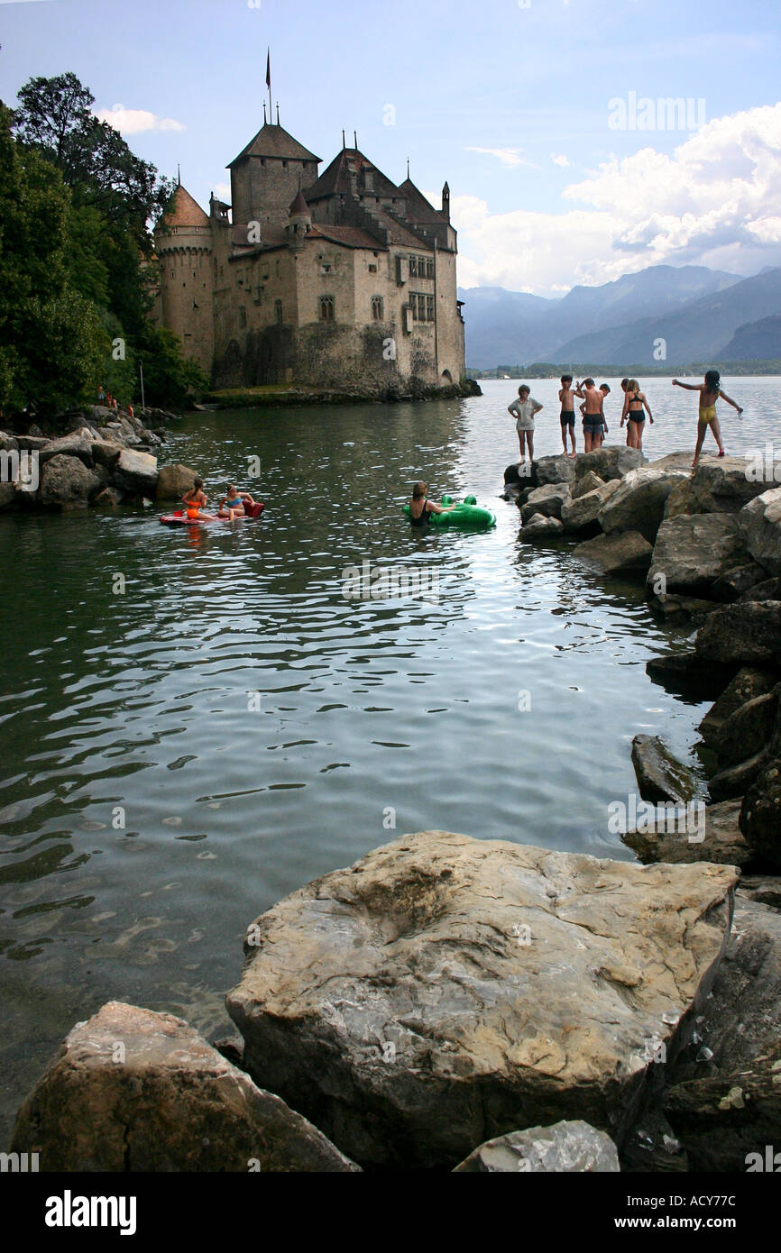 A view of Chateau de Chillon Veytaux near Montreux Switzerland Stock ...