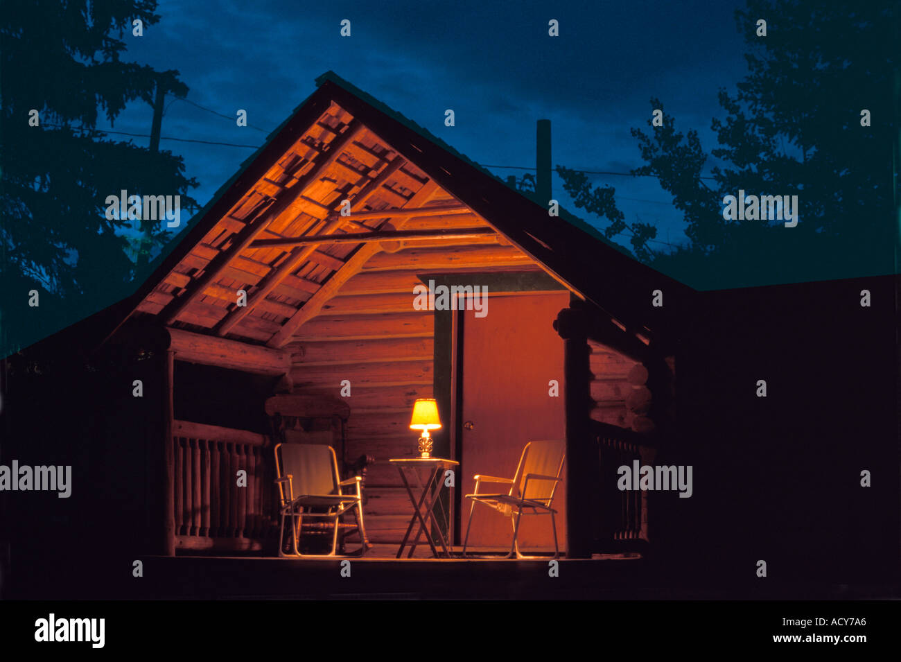 Cabin 2 at Night Stock Photo - Alamy