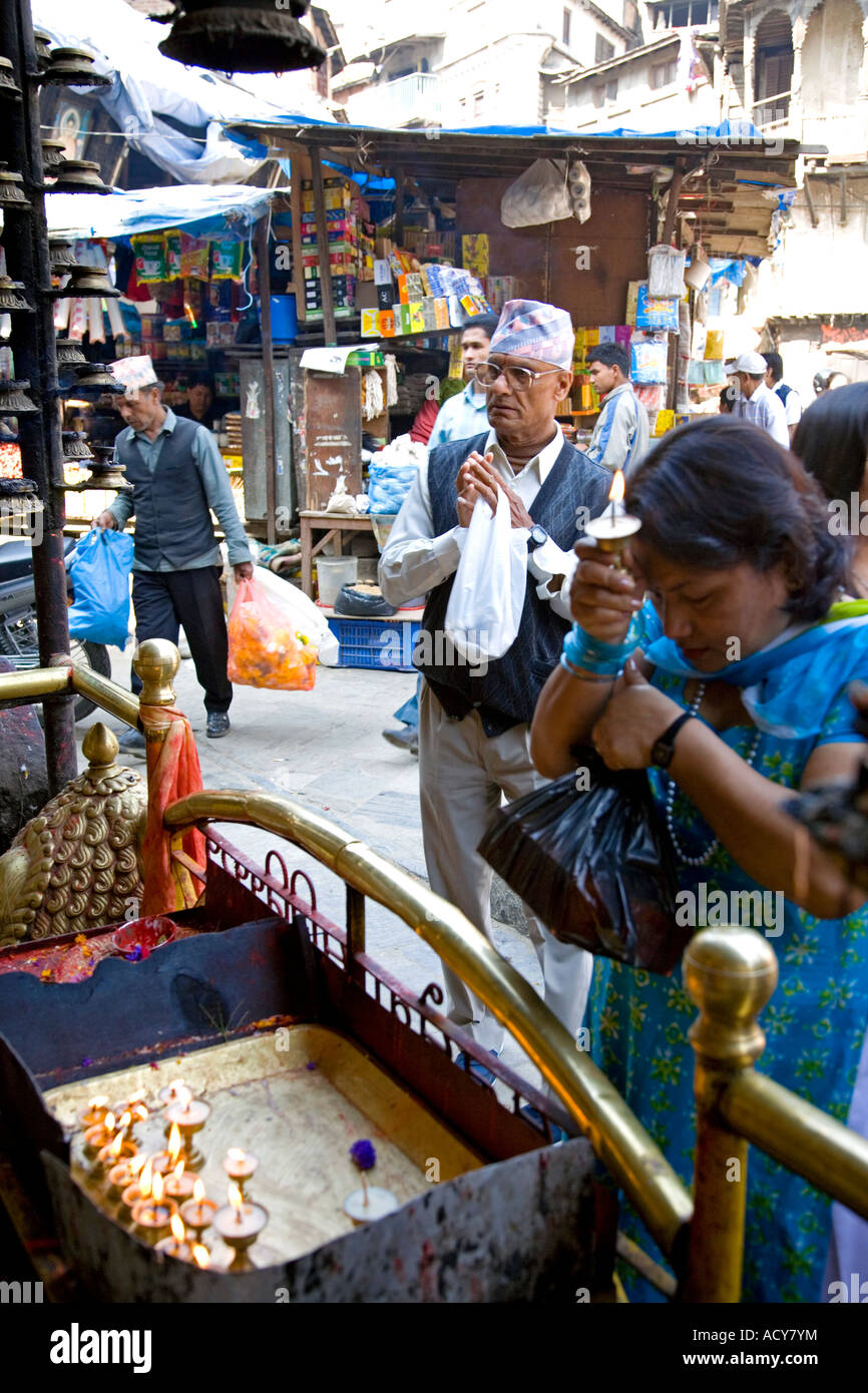 Pilgrims praying. Ashok Binayak temple. Durbar Square. Kathmandu. Nepal ...