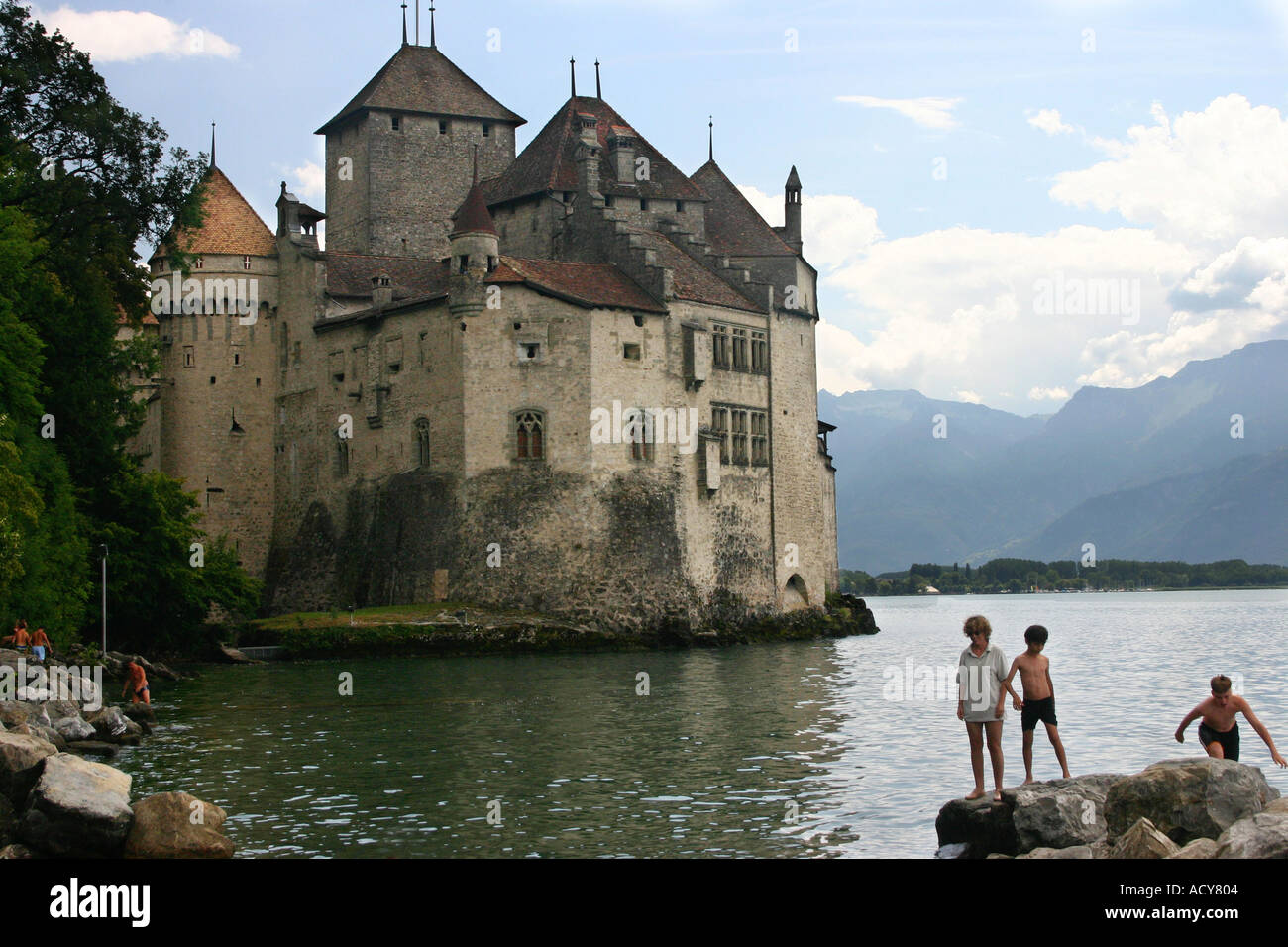 A view of Chateau de Chillon Veytaux near Montreux Switzerland Stock ...