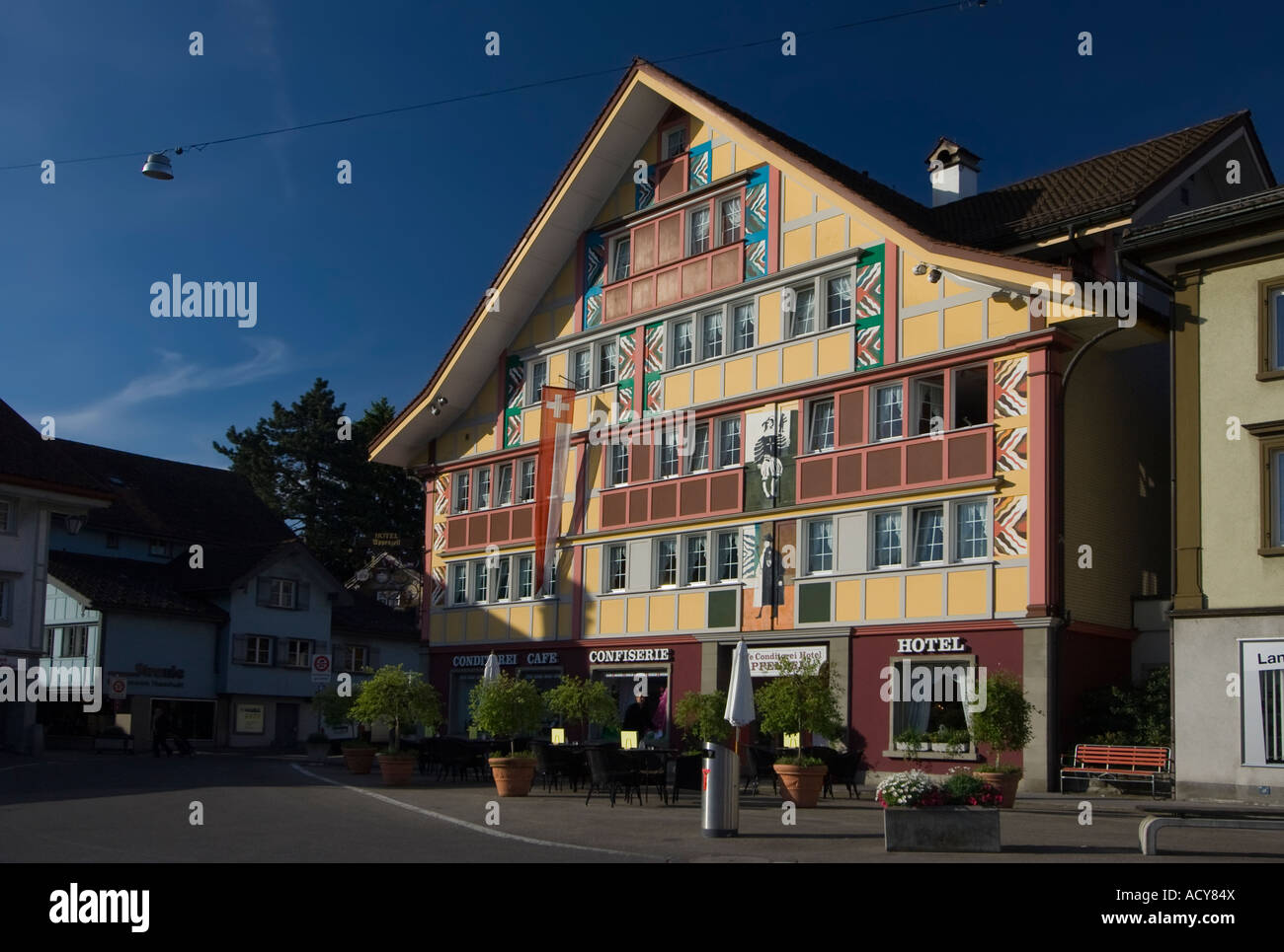 Decorated Hotel Facade in Appenzell City, Switzerland Stock Photo - Alamy