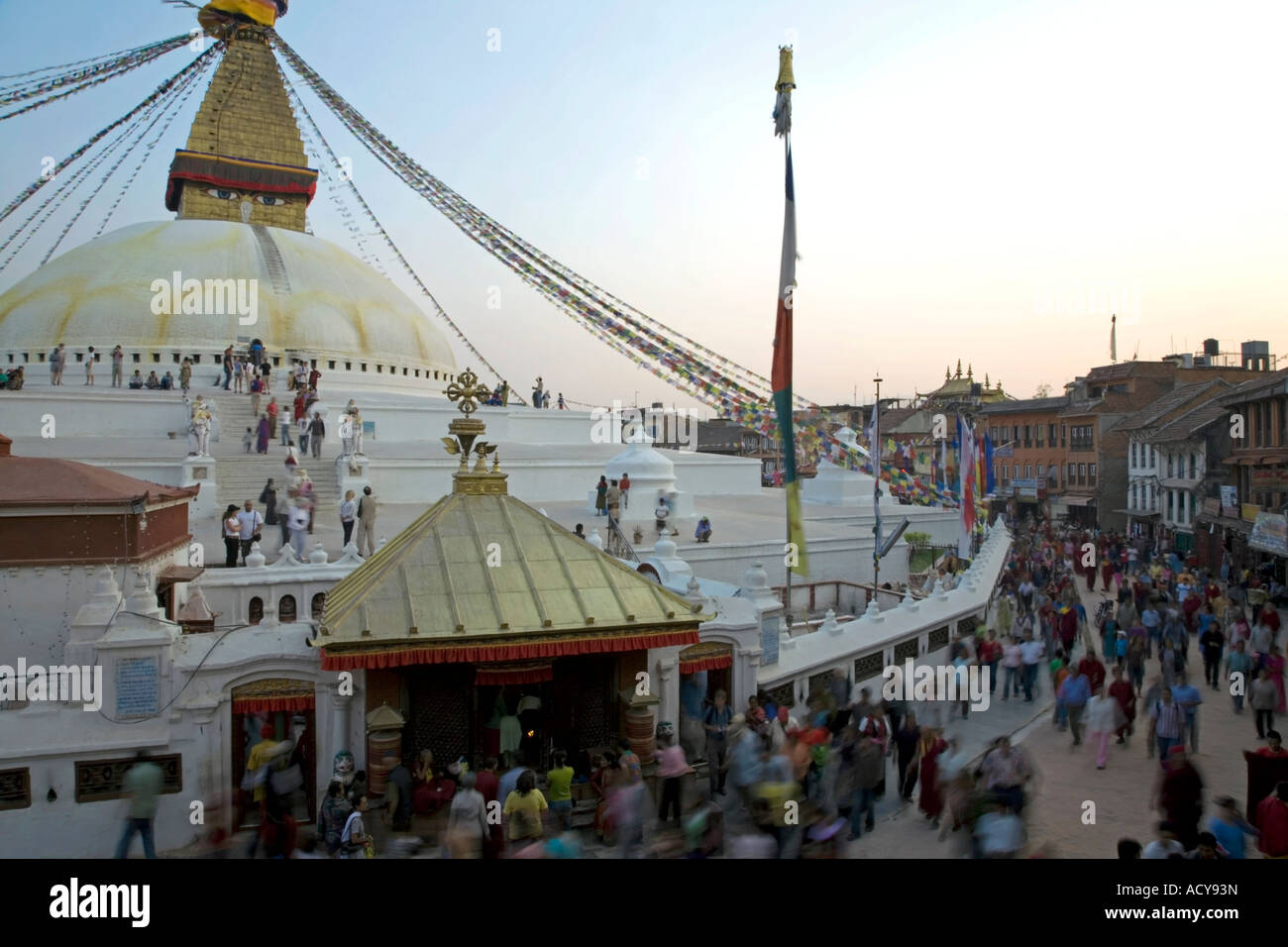 People circumambulating Bodhnath Stupa. Kathmandu Valley. Nepal Stock ...