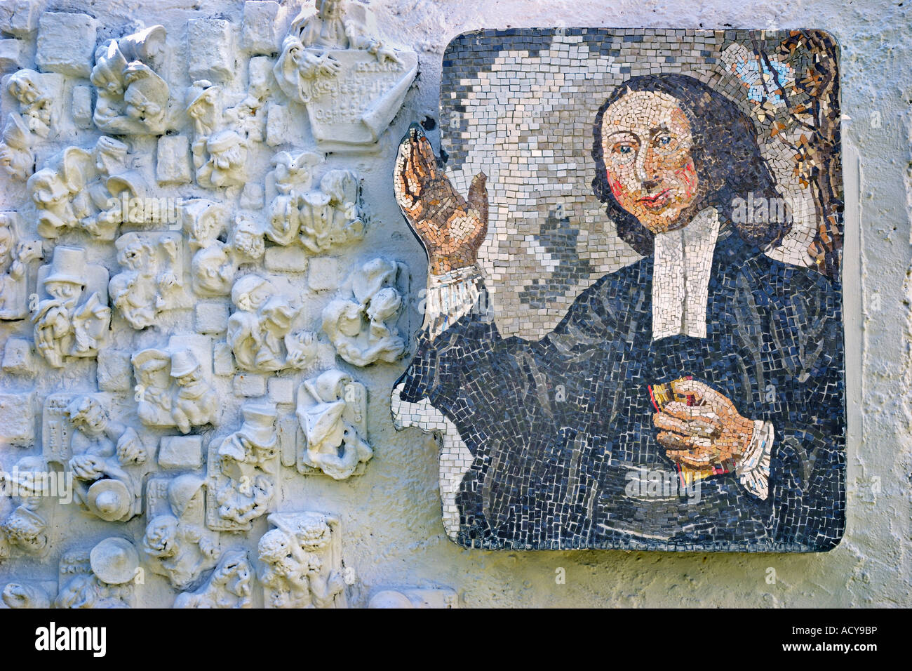 Mosaic of John Wesley preaching at Gwennap Pit Redruth Cornwall UK ...