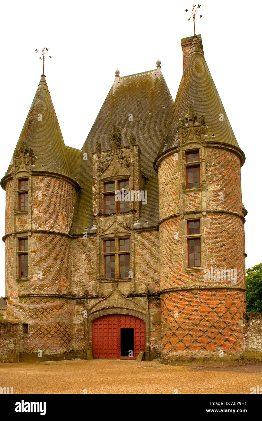 The gatehouse to Chateau de Carrouges Carrouges Orne Normandy France ...
