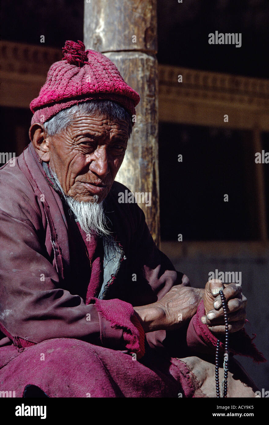 LAMA MONK with mala ROSARY HEMIS GOMPA monastery LADAKH INDIA Stock ...