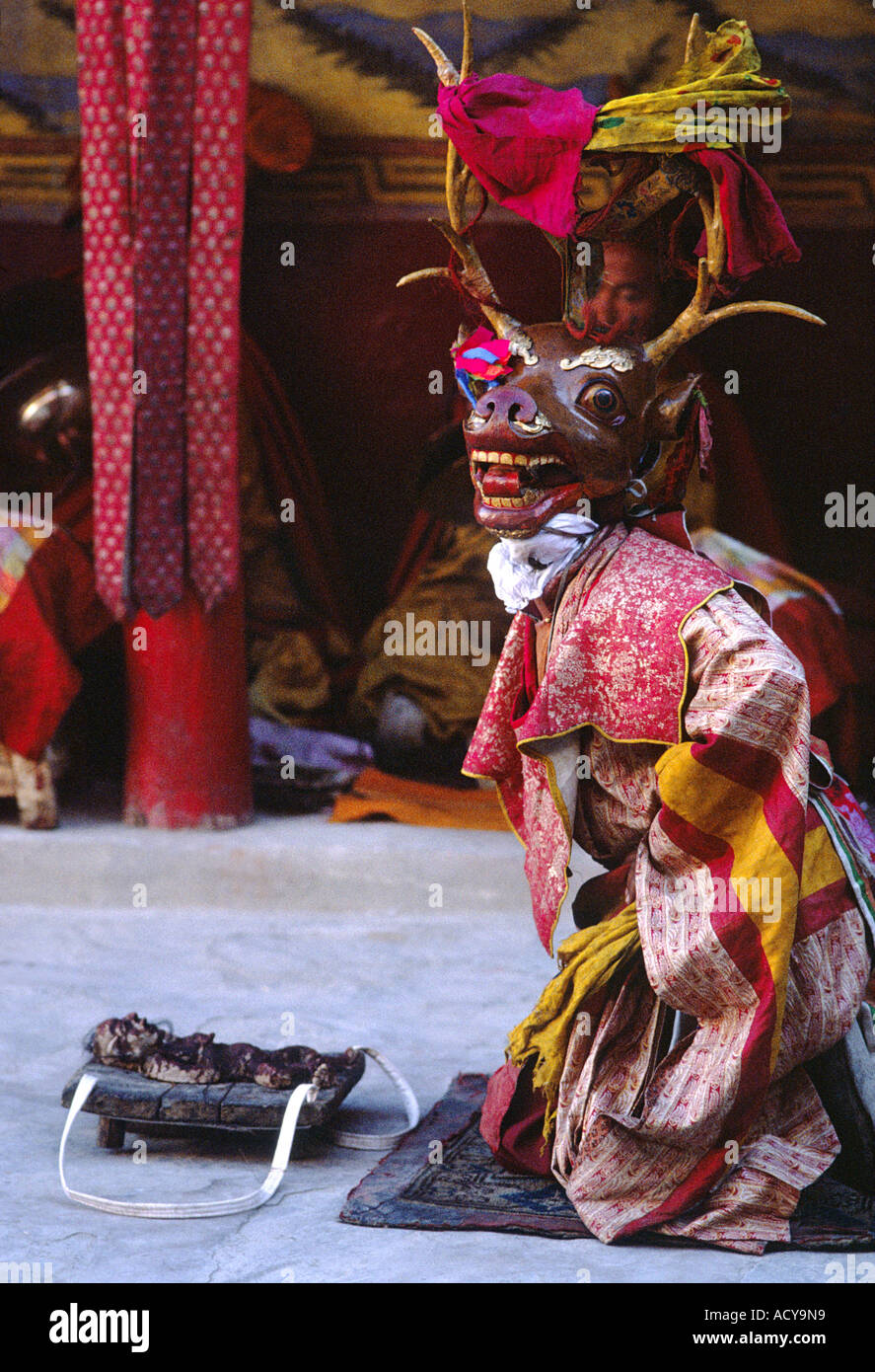 STAG DANCER cutting up human effigy with deer intestines inside TIKSE ...