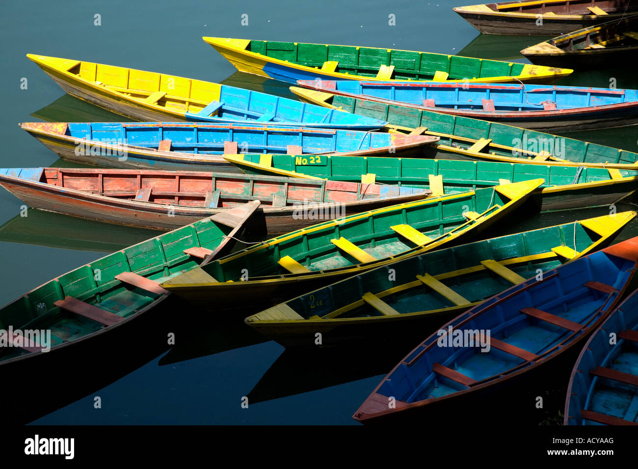 Boats on Phewa lake.Pokhara.Nepal Stock Photo - Alamy