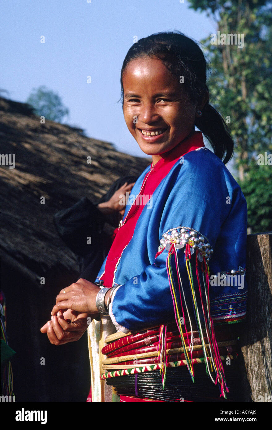 Young PALONG woman in traditional dress BURMESE TRIBE in NORTHERN ...