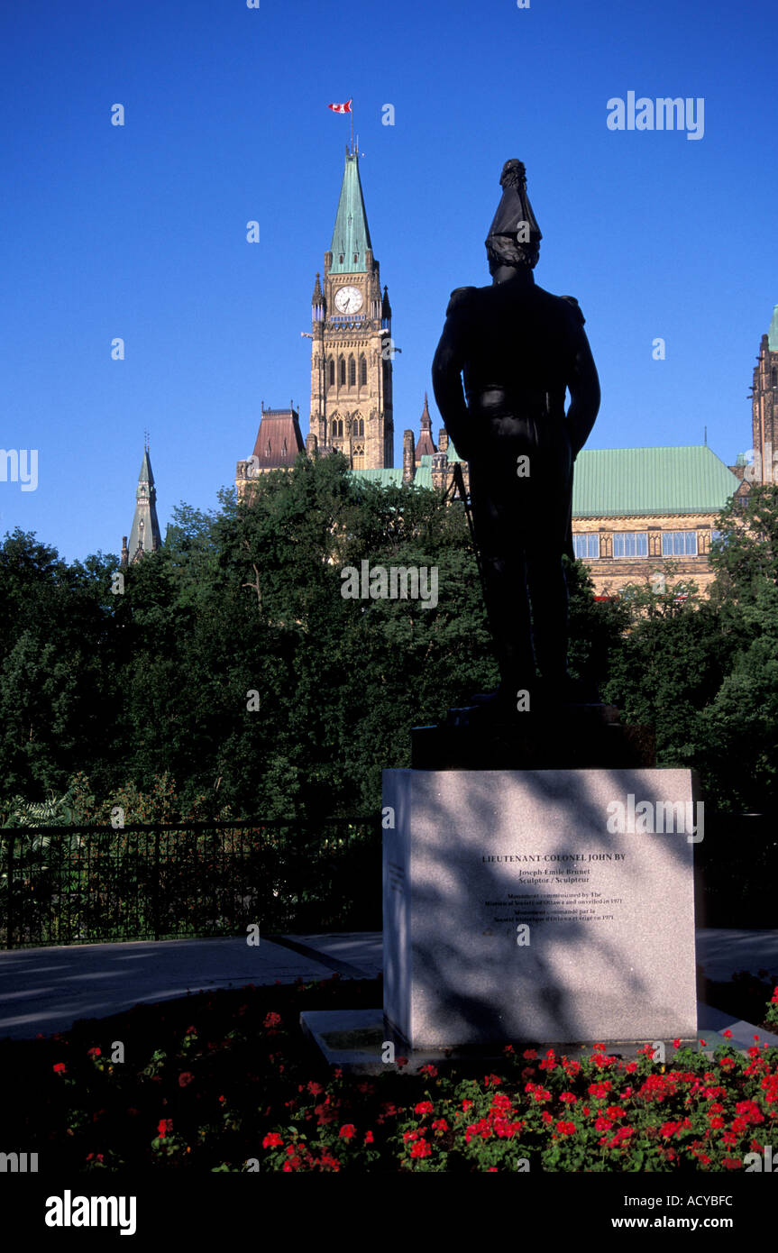Silhouette of Colonel By Statue Parliament Hill in background Ottawa ...